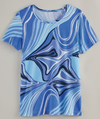 HABAND AMERICAN SWEETHEART SWIRL PRINT CREW-NECK TEE TOP WMNS PLUS SIZE ...