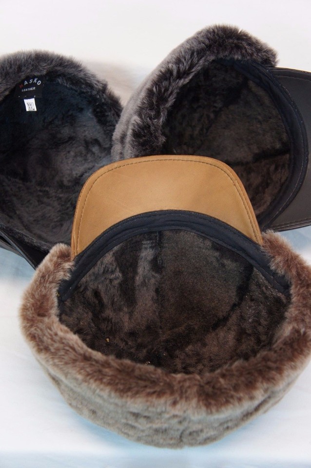 100% Sheepskin Shearling Leather Fur Elmer Fudd Captain Trapper Aviator ...