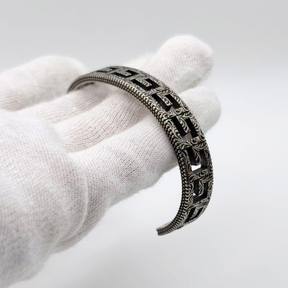 New Gucci Arabesque Silver Bangle Square G 17cm Rare Wide Bracelet | eBay