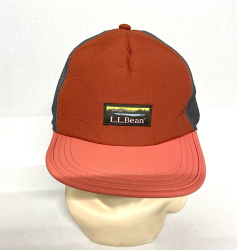 LL Bean Hat Cap Strap Back Orange/Grey Embroidered Logo Adjustable ...