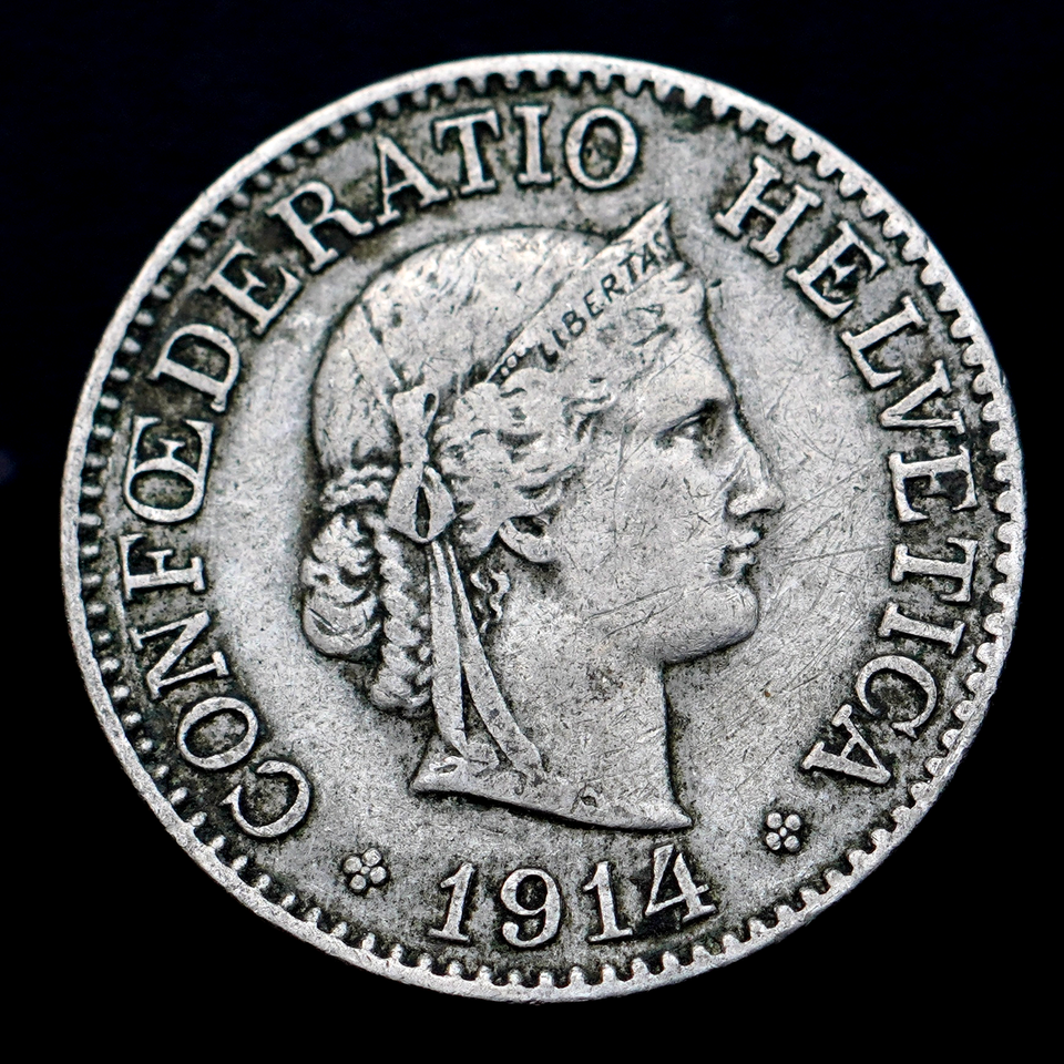 1914B Switzerland 10 Rappen Coin, km27, Mintage 2,000,000 - Rare Coin ...