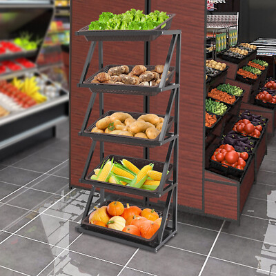 Market Retail Display Rack 5 Shelf Merchandiser Fruit Vegetable Snack ...