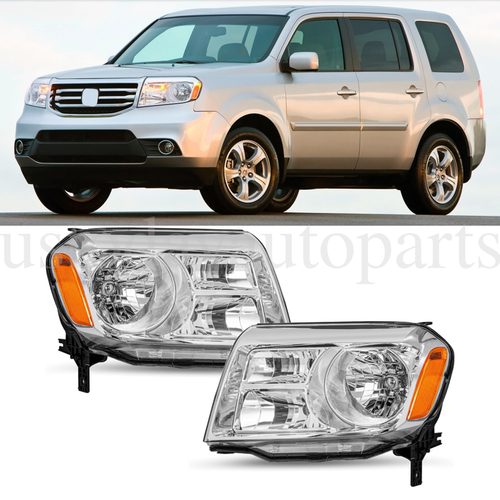 Headlights Pair For 2012 2013 2014 2015 Honda Pilot Halogen Chrome ...