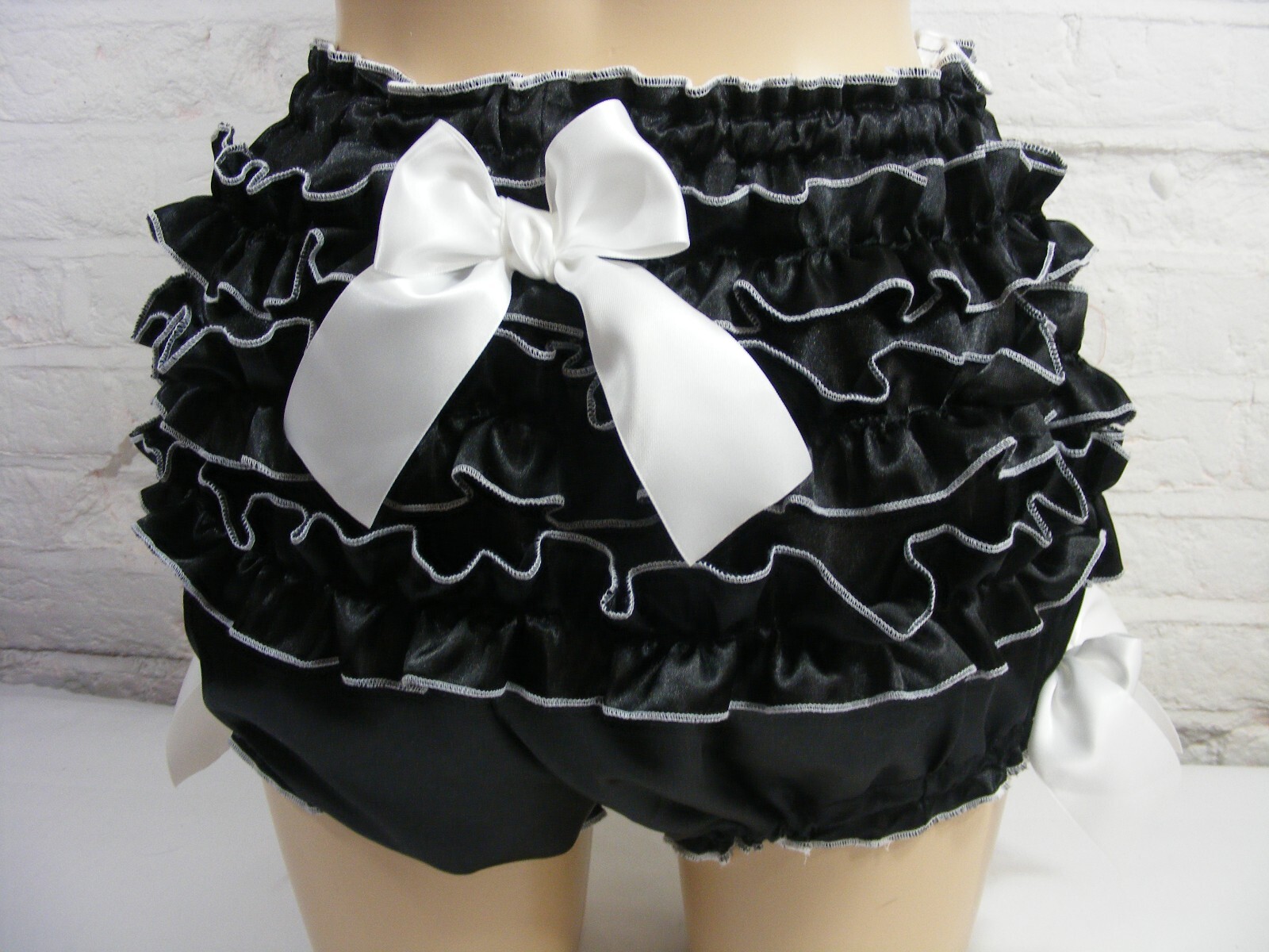 ADULT BABY SISSY black satin DIAPER COVER PANTIES FANCYDRESS french ...