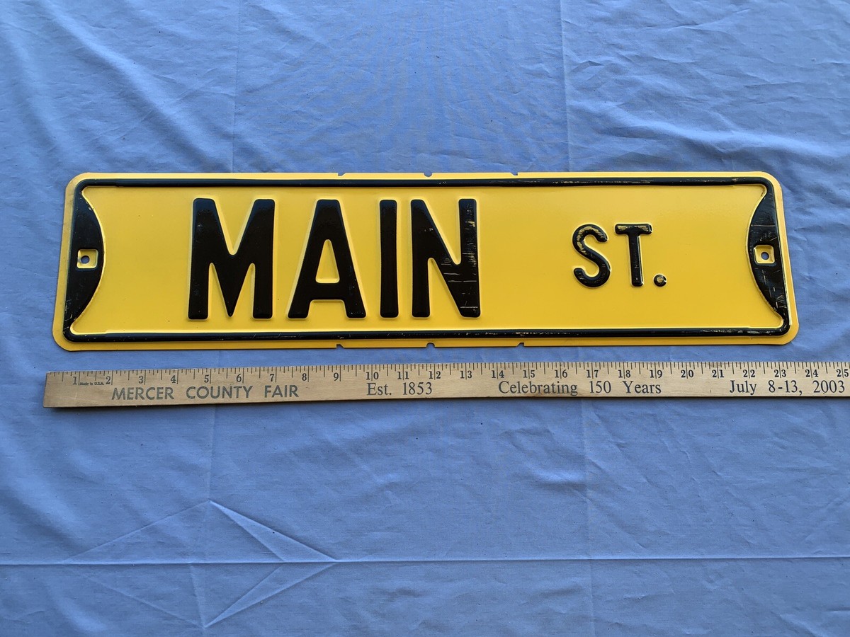 Main Street Sign Blue Street Signs With Border, 9 In.