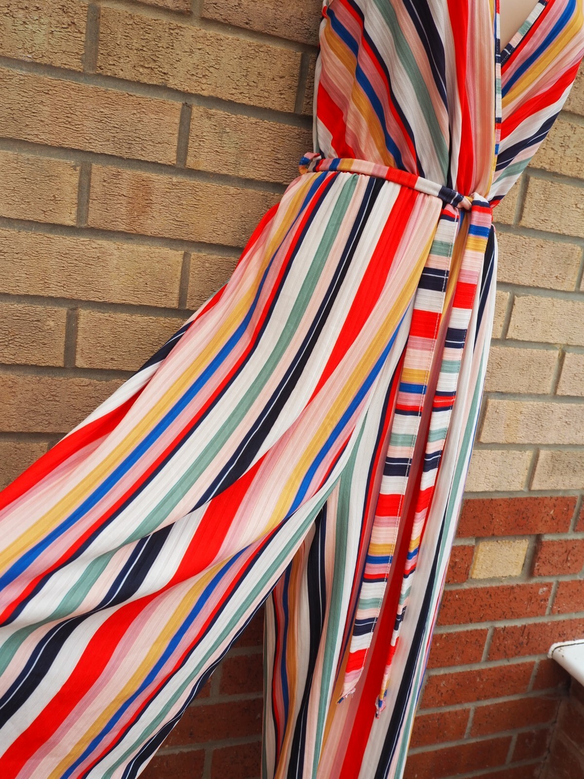 NEW LOOK MULTI COLOUR STRIPED V NECK BELT CULOTTE CRO… - Gem
