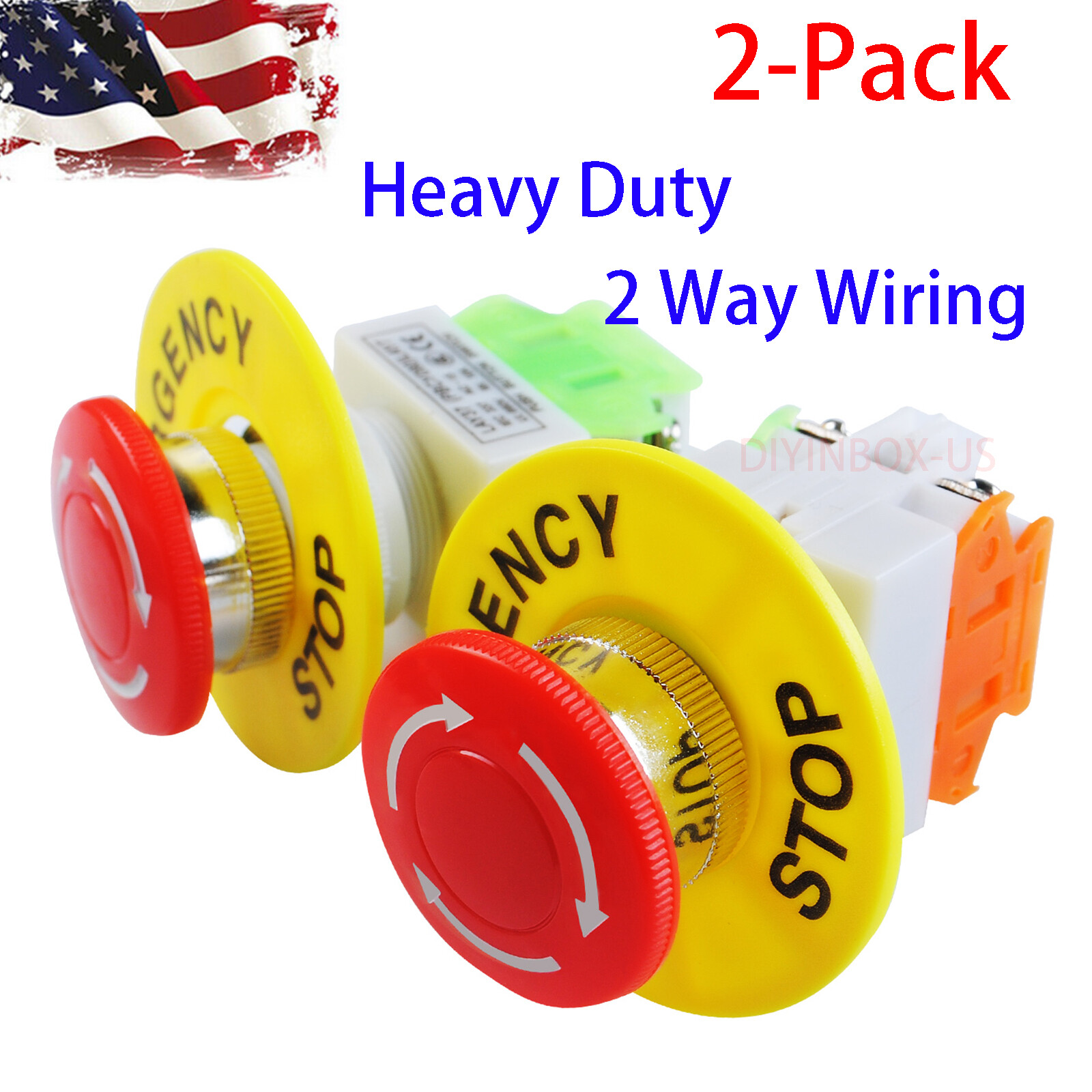 2pcs New Emergency Stop Switch Red 600V 1 NC 10A Contacts E-stop Twist ...