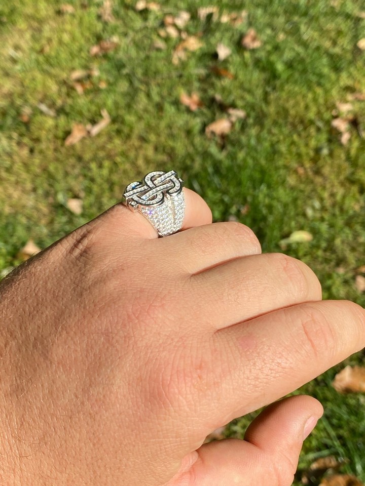 Real Solid 925 Sterling Silver Men's Hip Hop Dollar Sign $ Iced Pimped ...