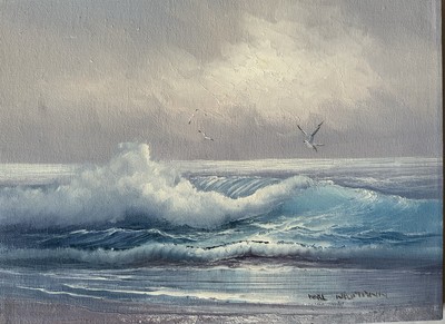 Coastal Ocean Wave Seascape Painting Signed Karl Neumann – Original ...