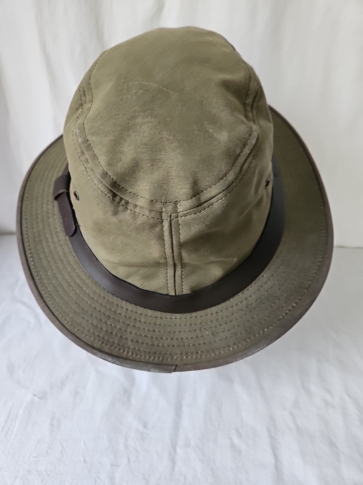 Vintage Filson Tin Cloth Packer Hat Green Waxed Canvas Cotton USA Size ...