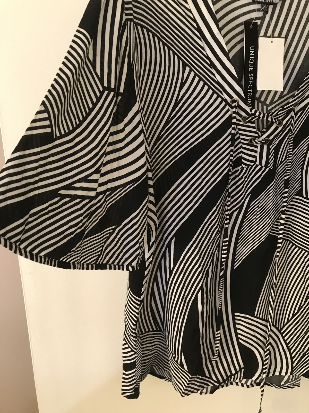 Unique Spectrum XL STRIPED BLOUSE TUNIC SHORT SLEEVE NWT | eBay