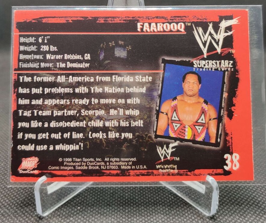 1998 Comic Images WWF Superstarz #38 Faarooq Ron Simmons wrestling card ...