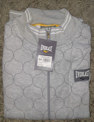 Mens EVERLAST Long Sleeves JACKET Full Zip FLEECE QUILT GREY COAT. NEW ...
