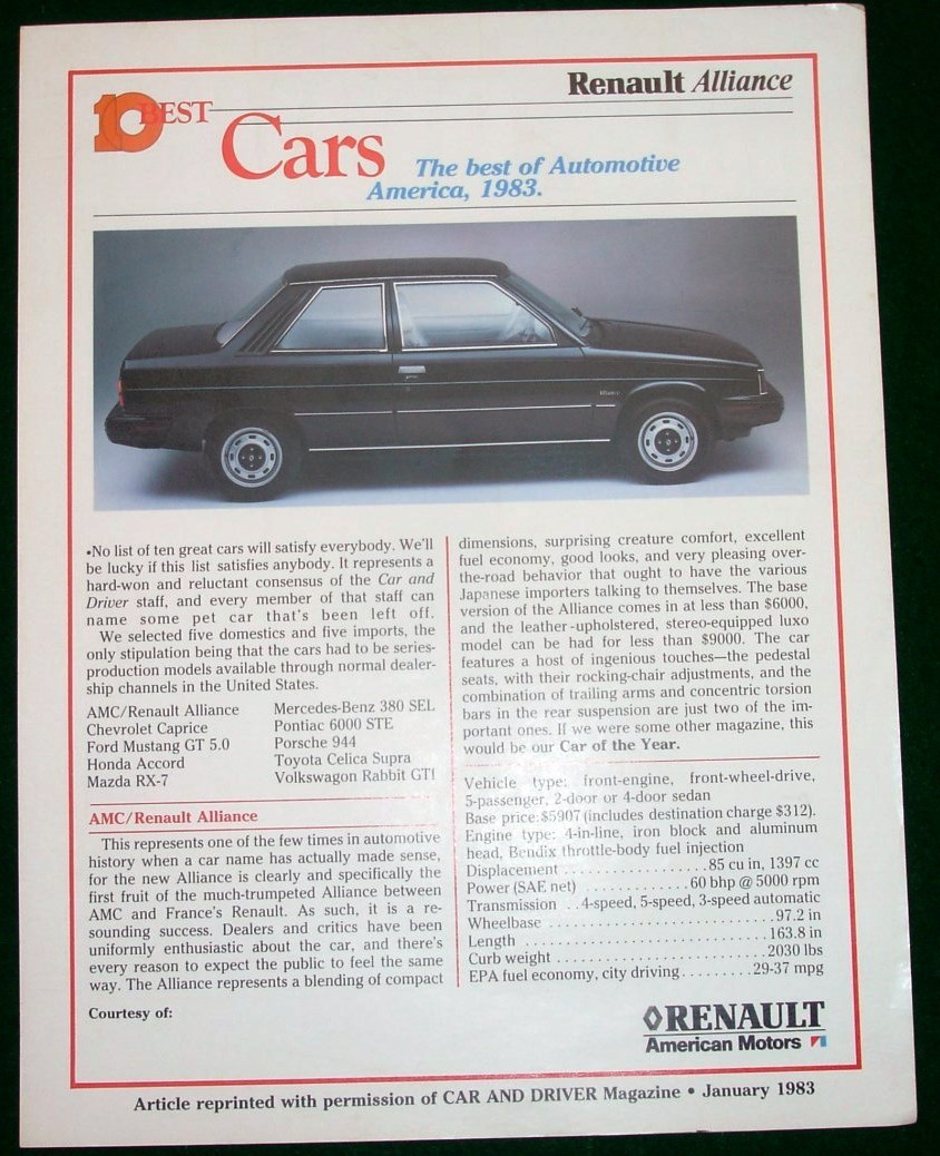 1983 Amc Renault Alliance