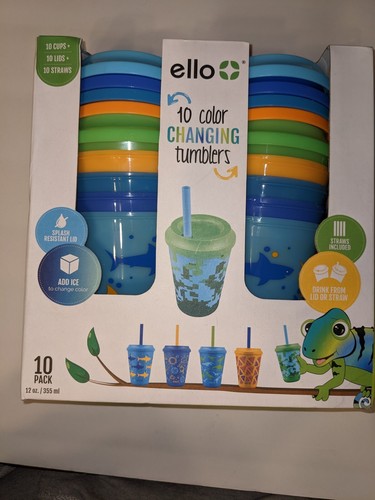 Ello Kids 10pk Gift Set 12oz Color Changing Tumblers/cups with Lids and ...