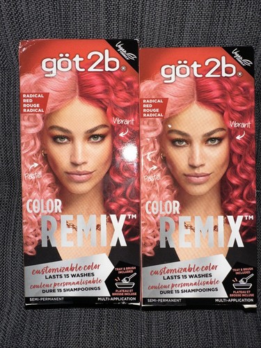 2 Pack Got2b Color Remix, Customizable Hair Color, 092 Radical Red Semi ...