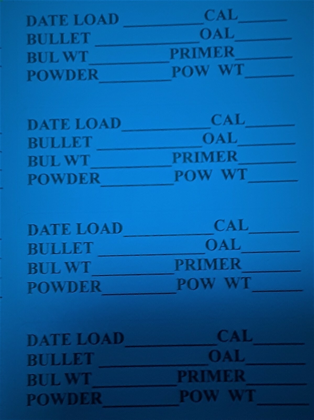150 BLUE Reloading Data Labels for Pistol or Rifle Ammo 30 Labels/ page ...