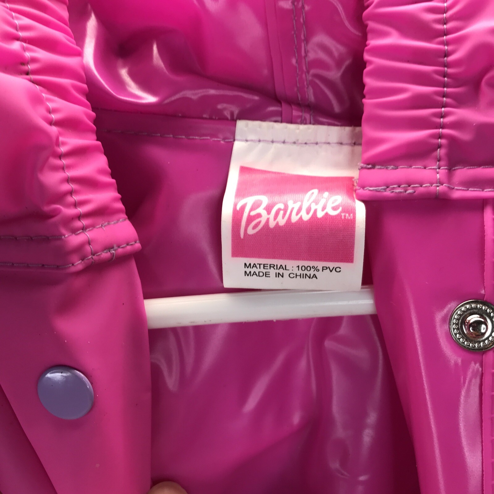 Vintage 2001 Barbie Rain Jacket Size 4 - 6 Pink Hooded Poncho Pocket | eBay