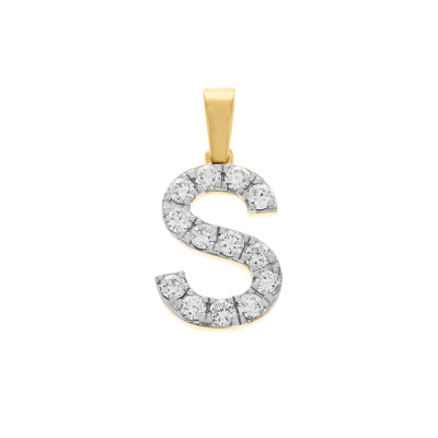 0.38 Ct Natural Diamond Alphabet Initial Letter S Charm Pendant 10k ...