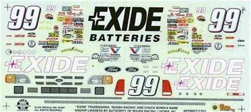 Slixx 1252 #99 Exide 1997 truck-Chuck Bown Nascar decal | eBay