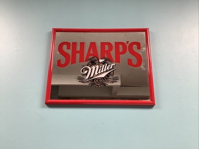 Vintage 1992 MILLER SHARPS Beer Bar Advertising Mirror Sign 13 1/2 X 17 ...