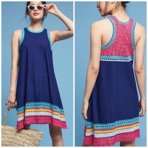 Anthropologie Akemi + Kin Crochet Trim Sleeveless Dress MEDIUM Linen | eBay