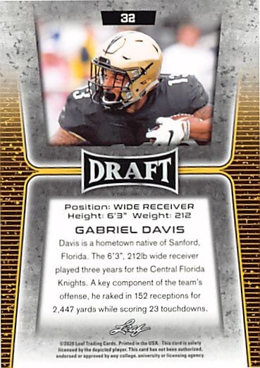 2020 Leaf Draft #32 Gabriel Davis p2s-24989 | eBay