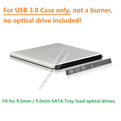 USB 3.0 External DVD Enclosure Case For 9.5mm SATA DVD RW Blu Ray ...