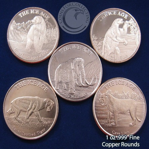 "ICE AGE Set" 1oz .999 Copper Rounds 5 Designs | eBay