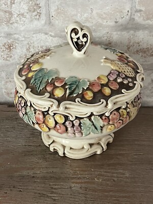 Lefton Candy Dish with Lid Fruits Pineapples and grapes. Kitschy ...