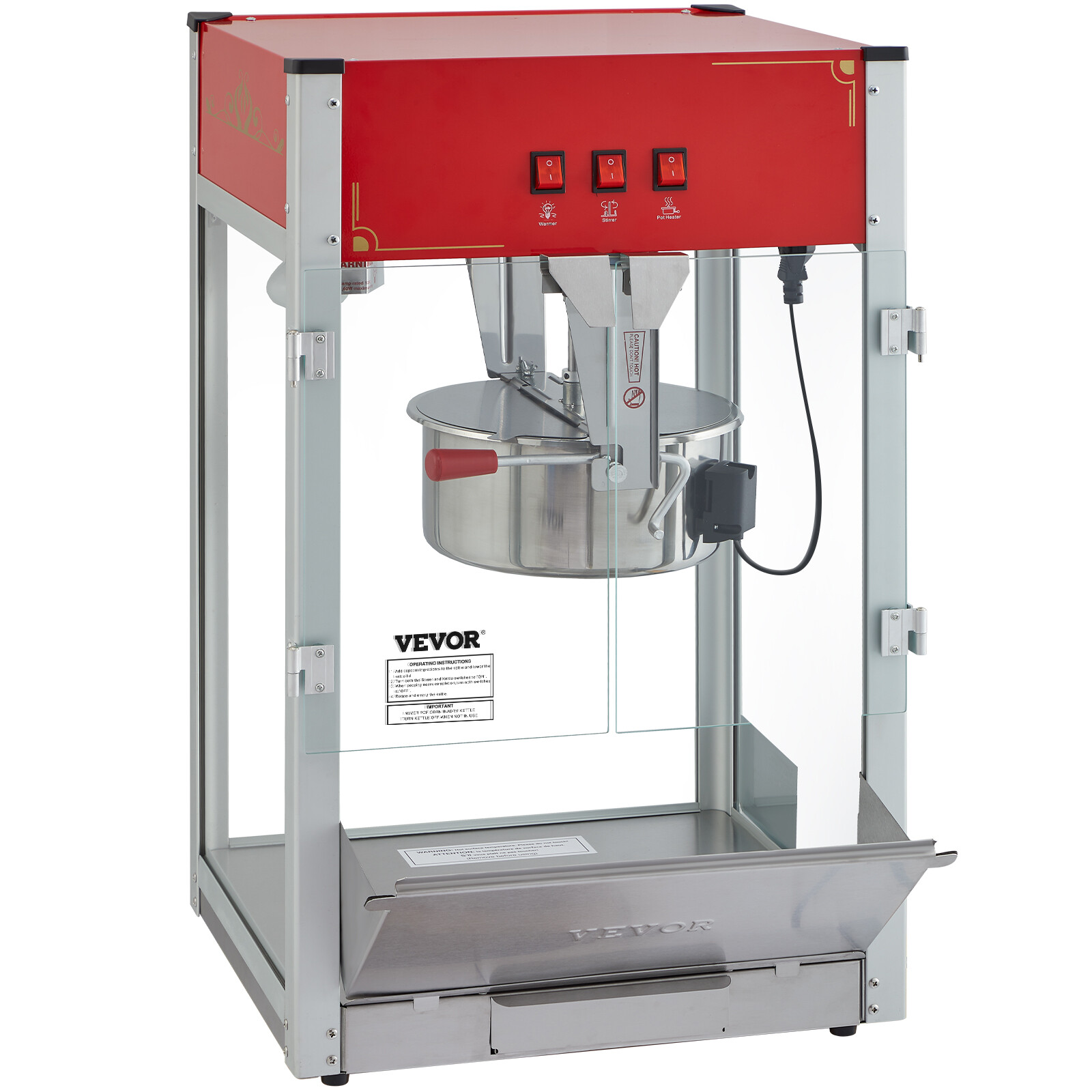 Popcorn Popper Machine 12 Oz Countertop Popcorn Maker 1440W 80 Cups Red ...