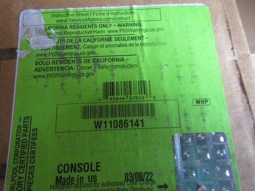 W11086141 Whirlpool Wall Oven Control Panel Assembly | eBay