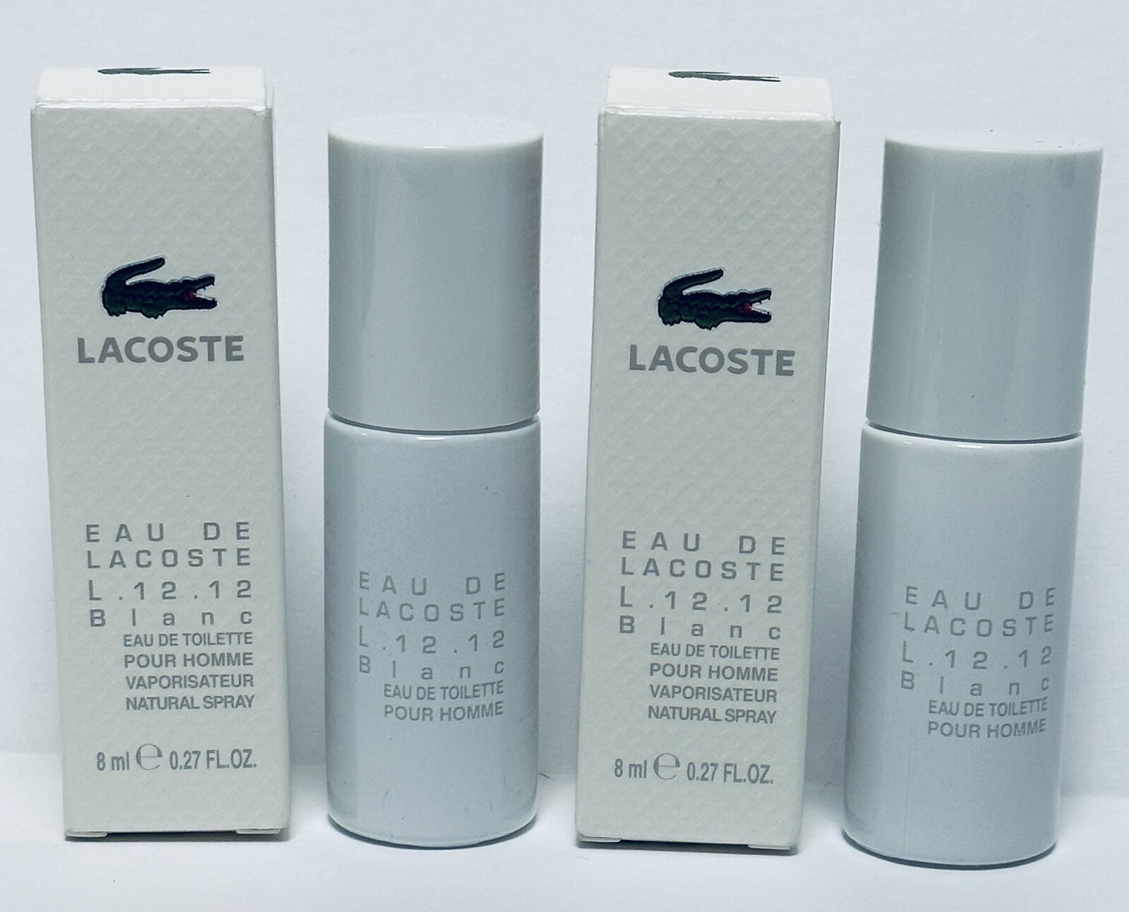 🐊 Lacoste L.12.12 BLANC POUR HOMME EDT Eau de Toilette Men .27 Oz Spray ...