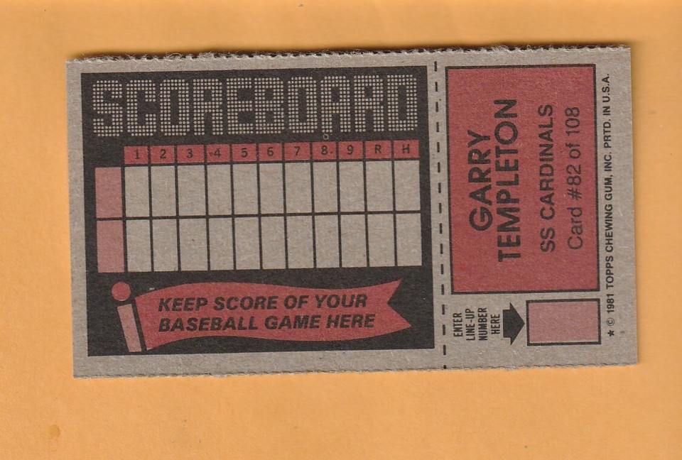 Garry Templeton St. Louis Cardinals 1981 Topps Scratchoffs #82 Santa ...