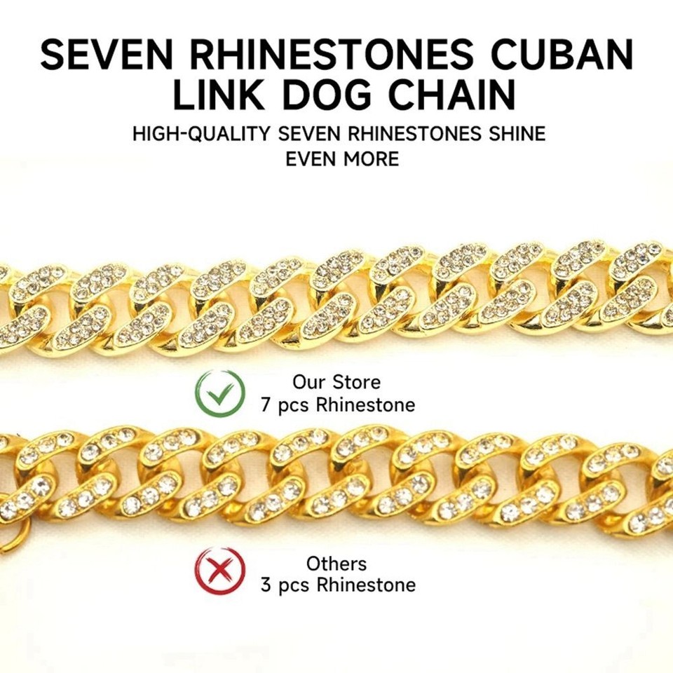Pet Dog Cat Chain Collar Jewelry Metal Material with Diamon 12.5mm ...