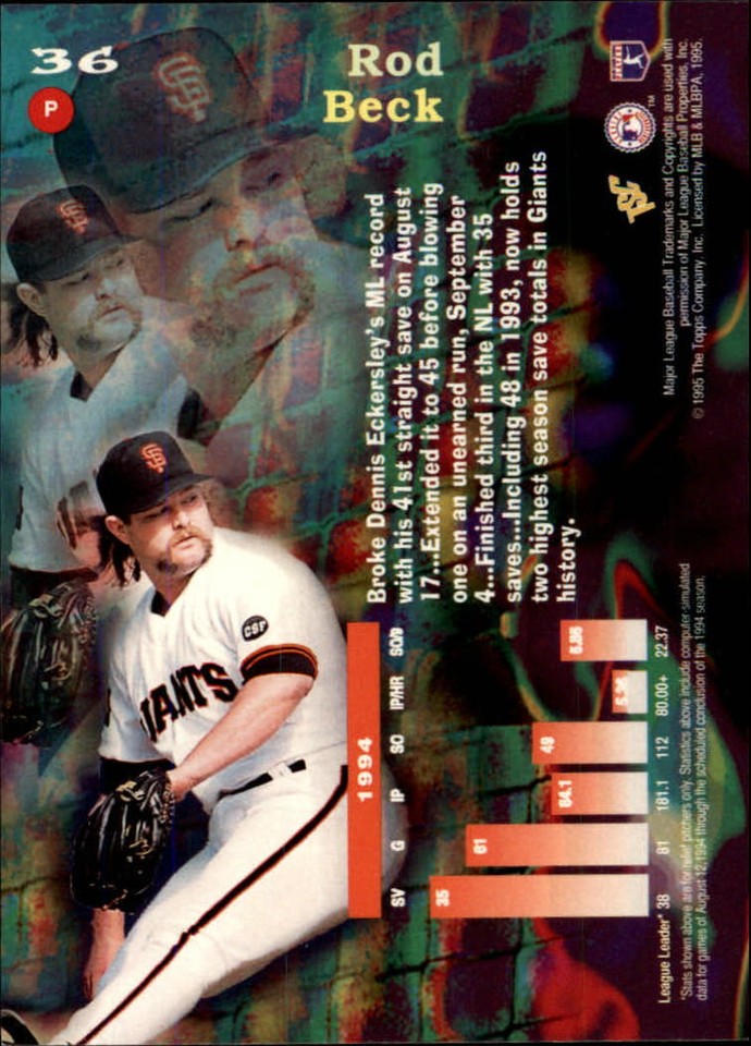 1995 (GIANTS) Stadium Club Virtual Reality #36 Rod Beck | eBay