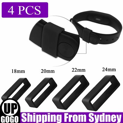4x Silicone Rubber Watch Strap Band Keeper Holder Hoop Loop Ring ...
