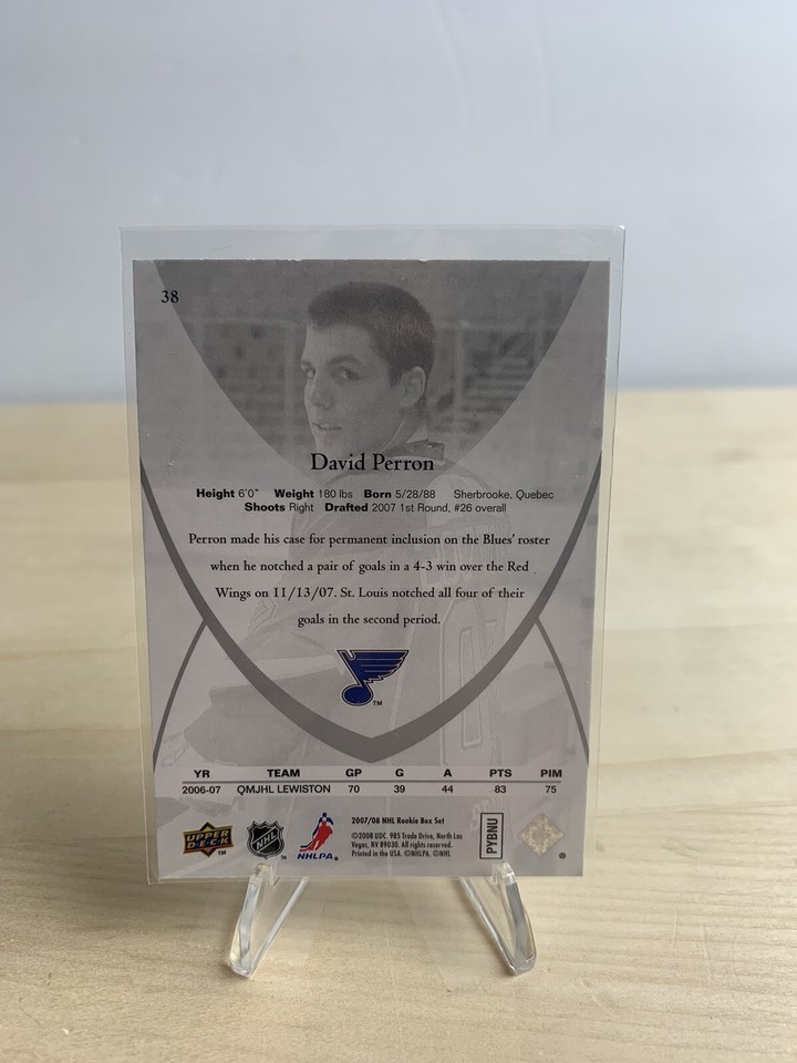 2007-2008 UD Rookie Class David Perron RC #38 St. Louis Blues | eBay