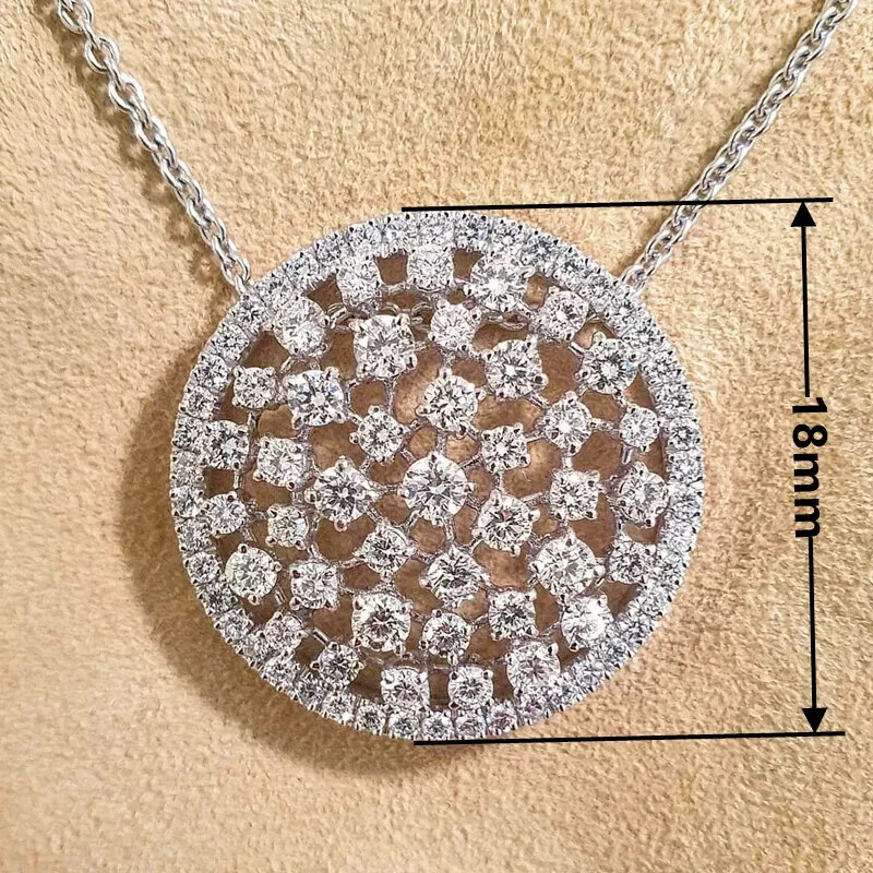1.5 Ct Round Cut Moissanite Circle Pendant For Women's 18" Chain Free ...