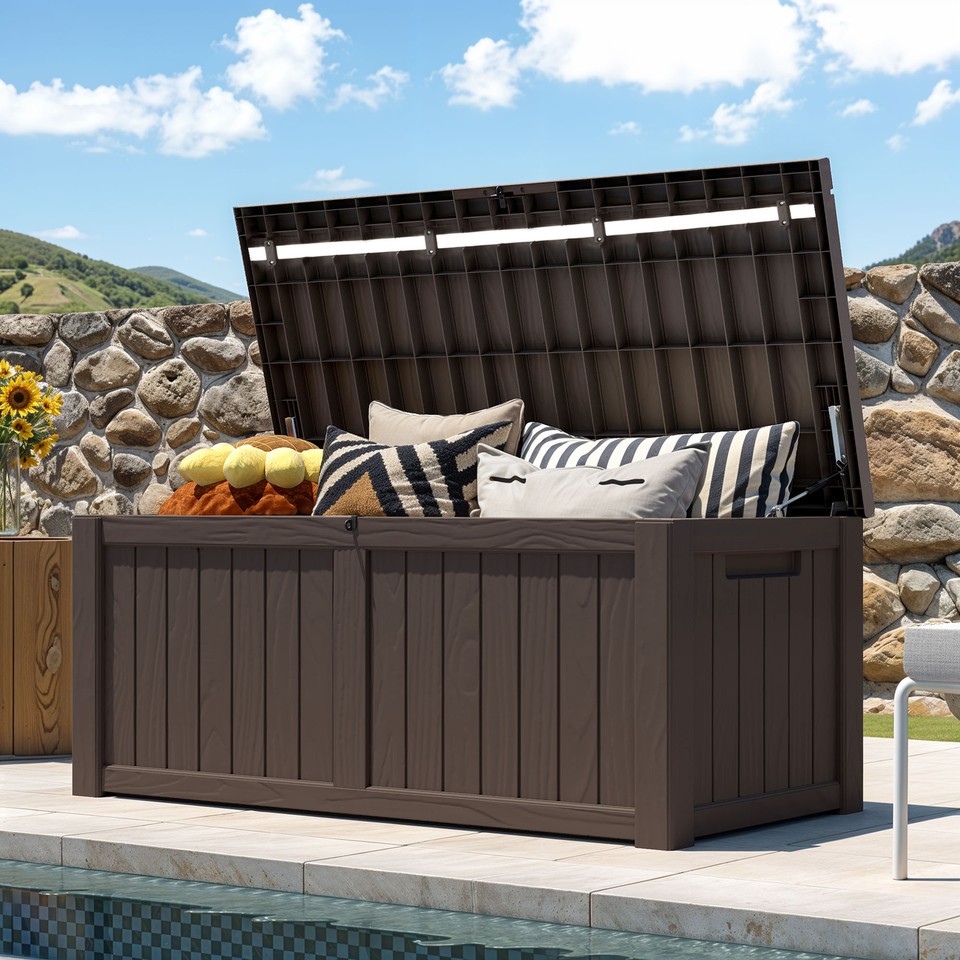 Large Resin Storage Box 120 Gal Outdoor Deck Chest with Lock ...