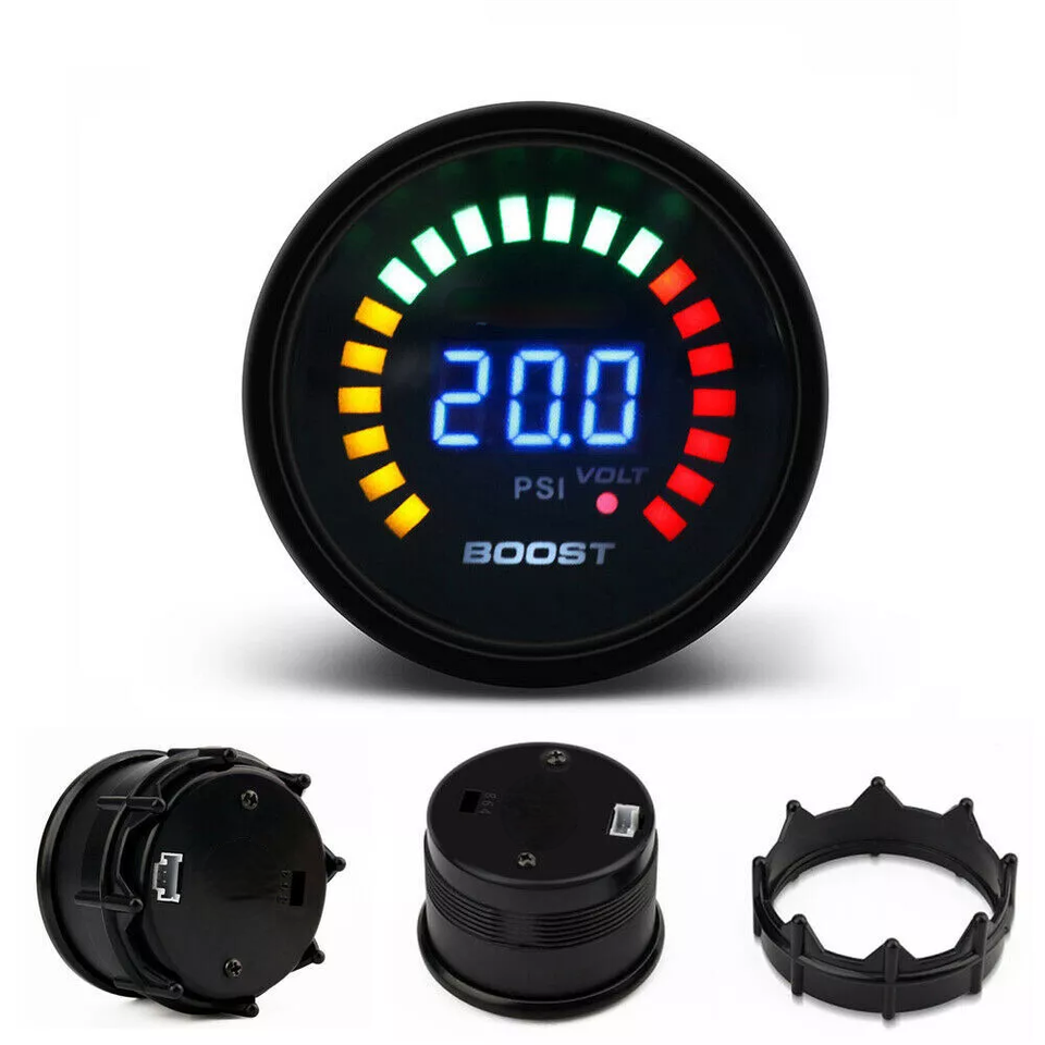 2''52mm Car Digital Analog LED Turbo Boost Gauge Pressure Meter Psi ...