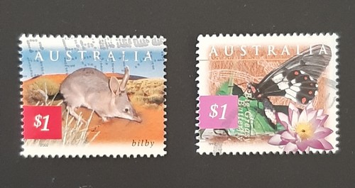 Australia: 2002, 1997 - $1 Big Greasy butterfly & $1 desert Bilby ...