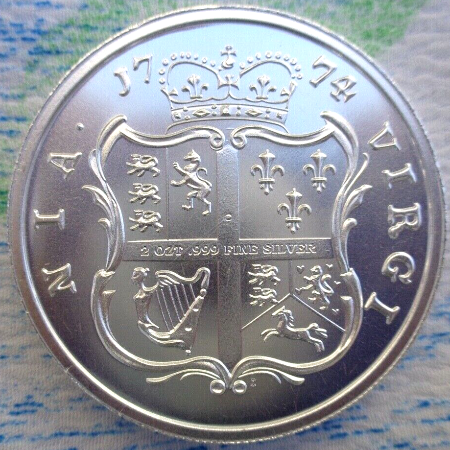 2 oz. 1774 VIRGINIA SHILLING coin tribute thick BU round .999 fine ...