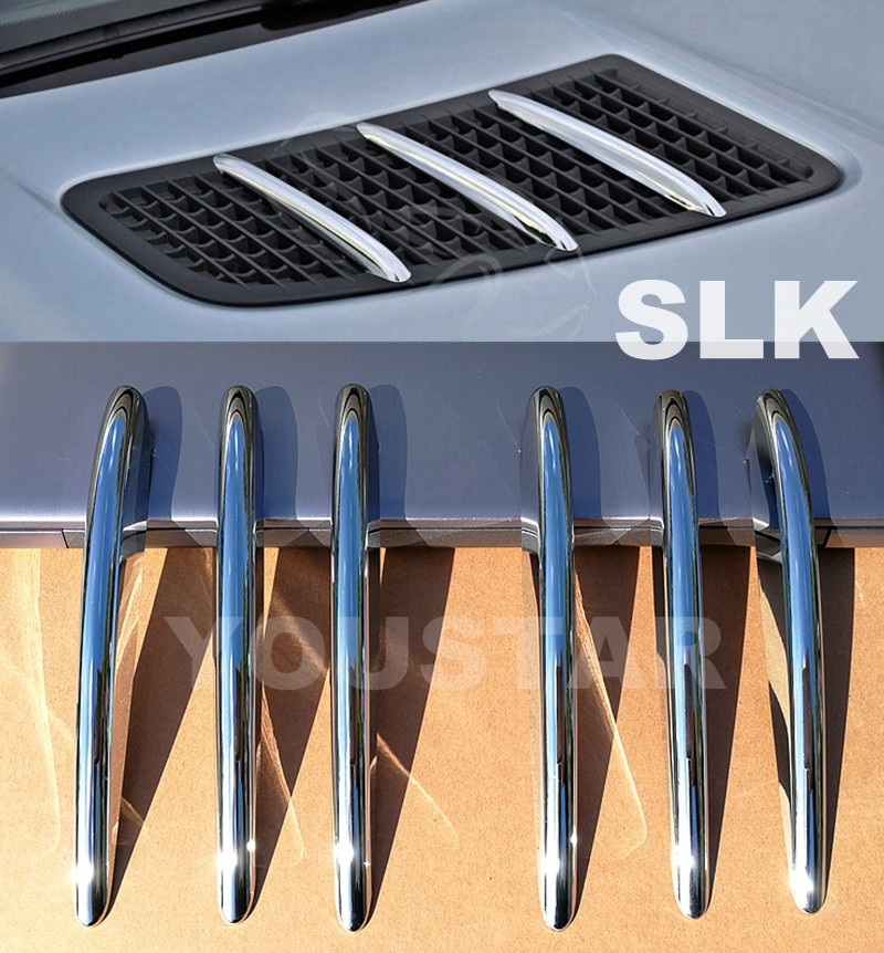 UK STOCK 6 PC CHROME Bonnet Grill Fins Hood Vent Trims for Mercedes ...