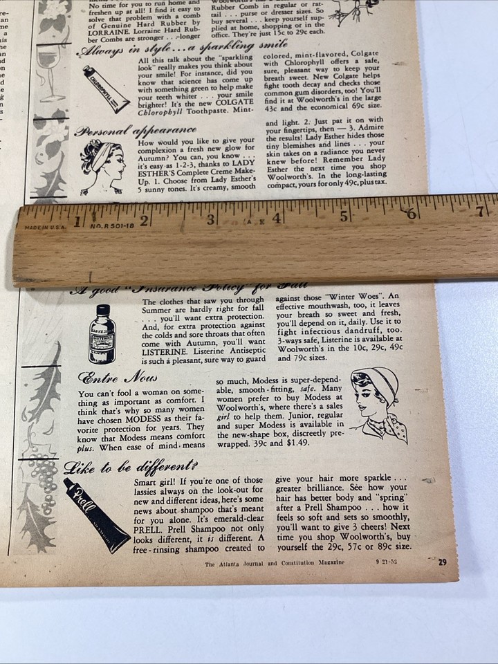 Woolworth’s Beauty Products Print Ad 1952 Atlanta AJC Gillette Esther ...