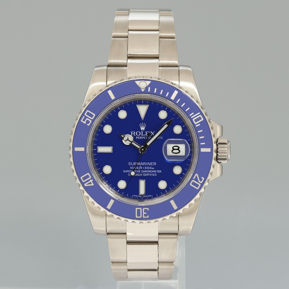 2021 RSC PAPERS Rolex Submariner Blue Smurf 116619 White Gold 40mm ...