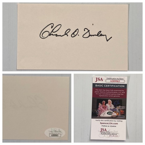 A’s Owner Charles Charlie Finley Signed Autograph 3x5 Index Card JSA ...