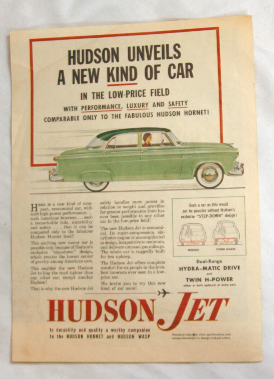 Hudson Jet car automobile Vintage magazine ad advertisement 1953 | eBay