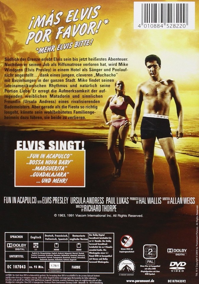 Acapulco (DVD) Elvis Presley Elsa Cardenas Ursula Andress (UK IMPORT ...