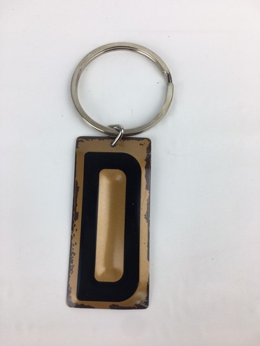 Letter D Keychain Metal Rectangle Black Gold Colored | eBay